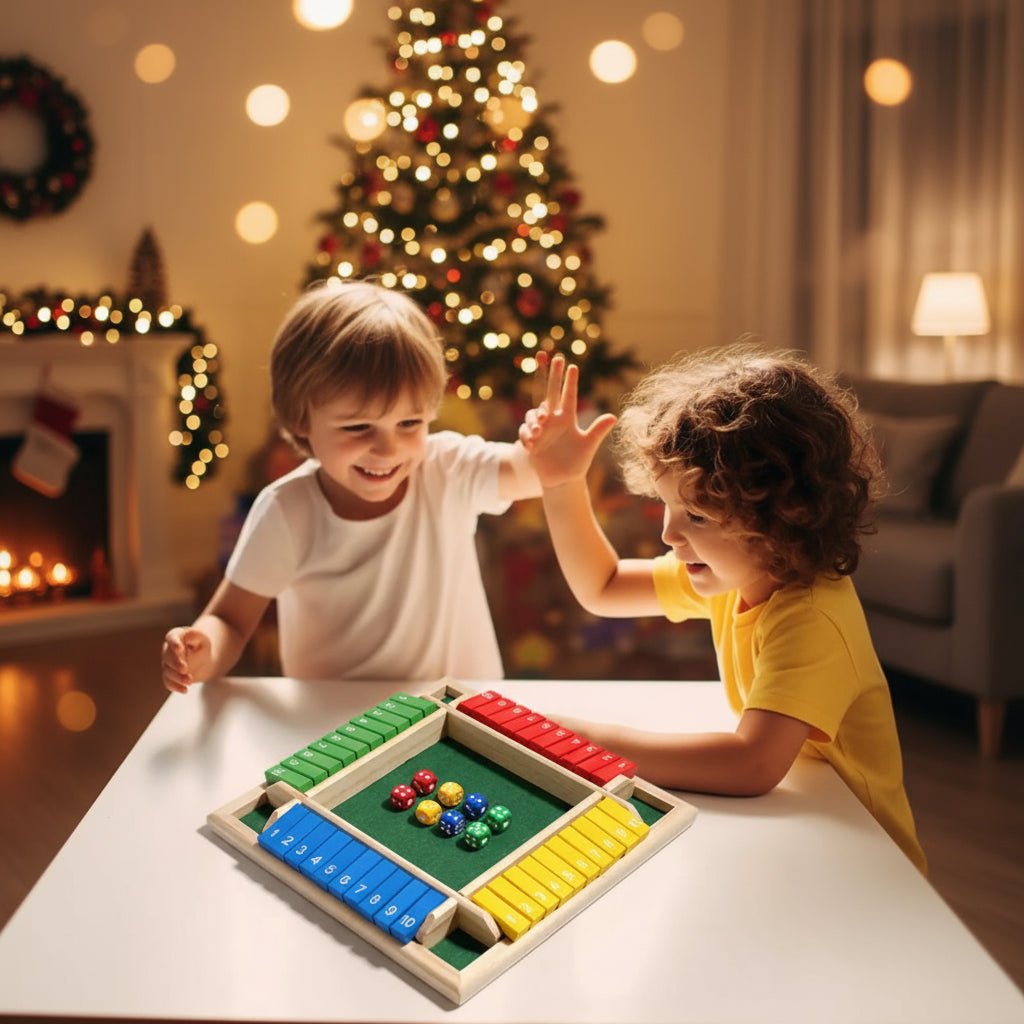 NUMBLOX Wooden Shut The Box Dice Game – 4-Player Number Board Game for ...